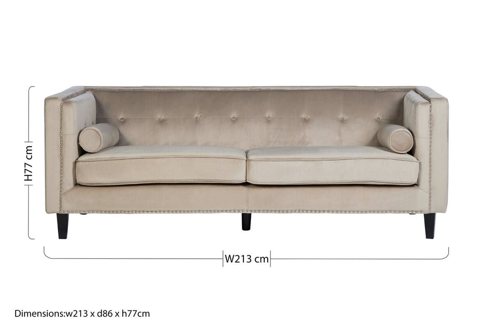 Felisa 3 Seat Mink Velvet Sofa – Bargainia.com