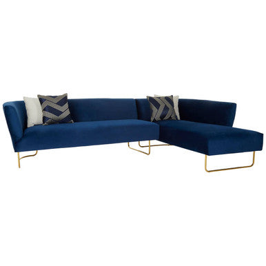 Renee 5 Seat Dark Blue Velvet Corner Sofa – Bargainia.com