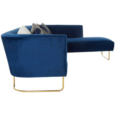 Renee 5 Seat Dark Blue Velvet Corner Sofa – Bargainia.com