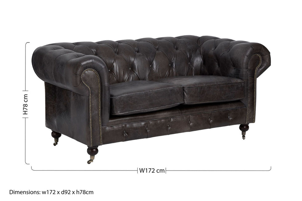 Victor Dark Grey Brown Leather Chesterfield 2 Seat Sofa – Bargainia.com
