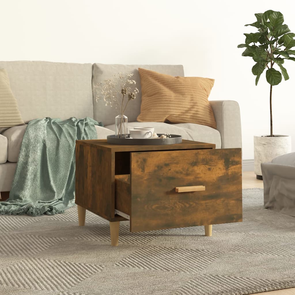 Coffee Table Smoked Oak 50x50x40 cm Engineered Wood – Bargainia.com
