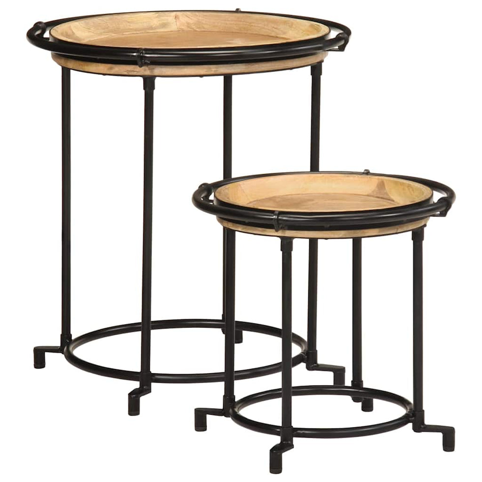 2 Piece Side Table Set Solid Wood Mango – Bargainia.com