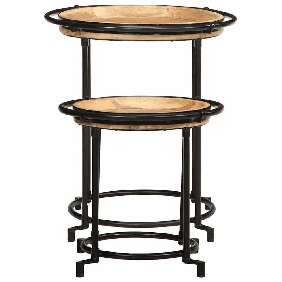 2 Piece Side Table Set Solid Wood Mango – Bargainia.com