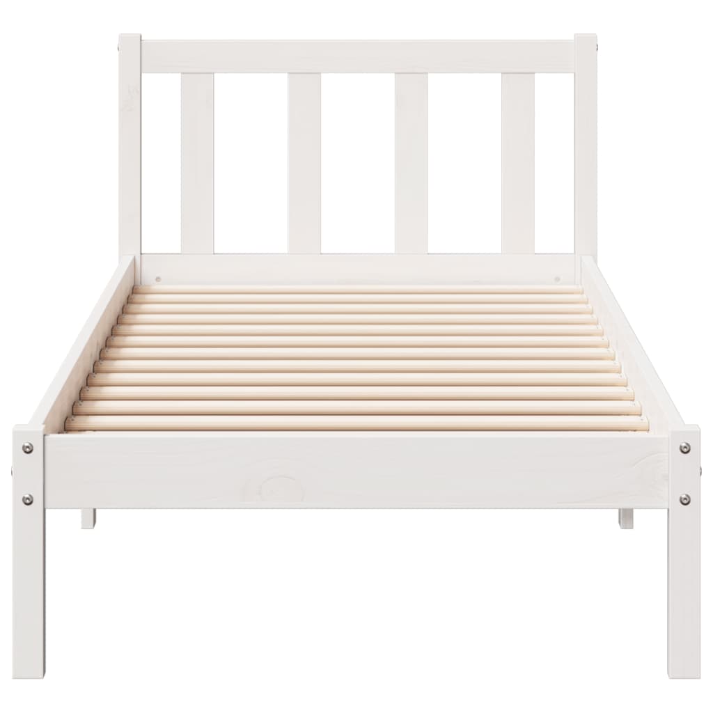 Extra Long Bed Frame without Mattress White 90x220 cm Solid Wood Pine ...