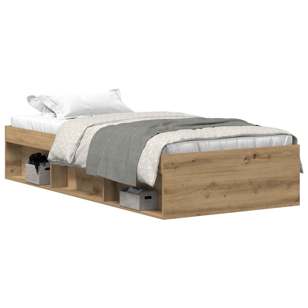 Bed Frame without Mattress Artisan Oak 75x190 cm Engineered Wood ...