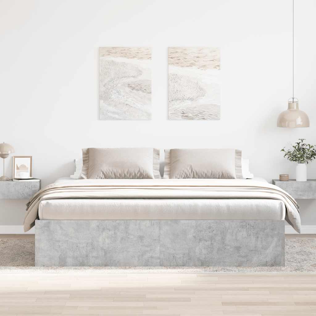 Bed Frame without Mattress Concrete Grey 180x200 cm Super King Super K ...