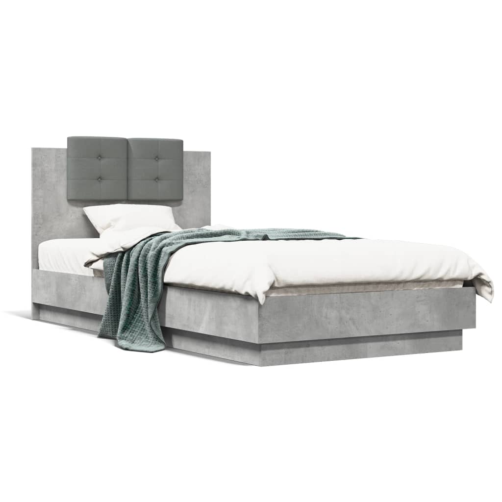 Bed Frame without Mattress Concrete Grey 75x190 cm Small Single ...