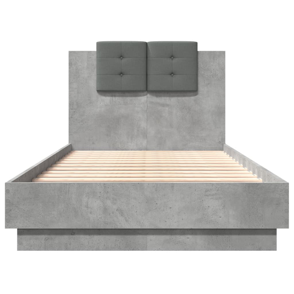 Bed Frame without Mattress Concrete Grey 75x190 cm Small Single ...