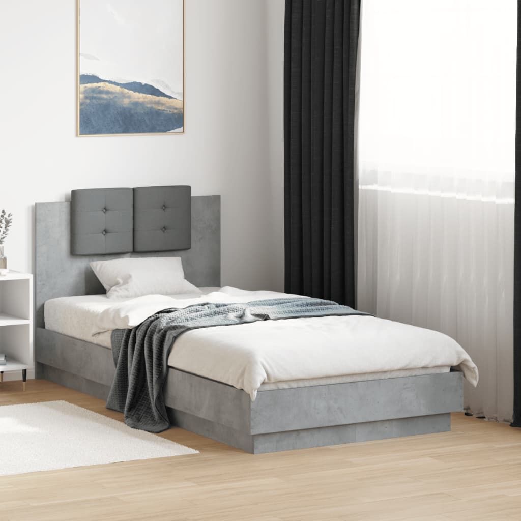 Bed Frame without Mattress Concrete Grey 75x190 cm Small Single ...