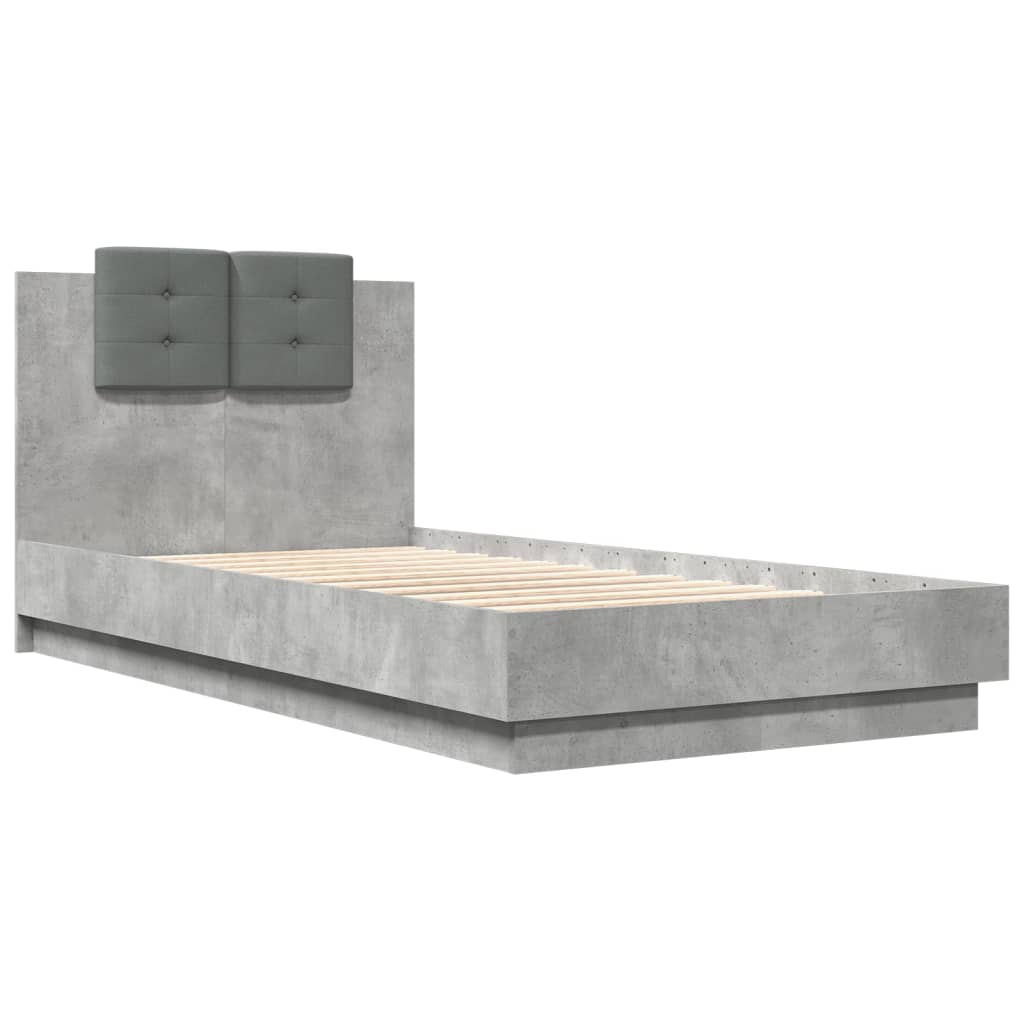 Bed Frame without Mattress Concrete Grey 75x190 cm Small Single ...