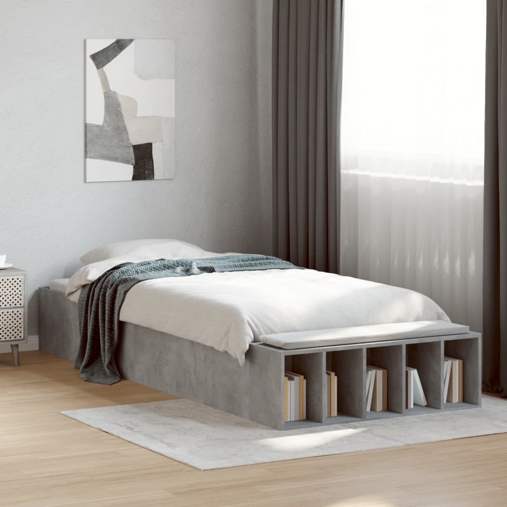 Bed Frame without Mattress Concrete Grey 75x190 cm Small Single ...