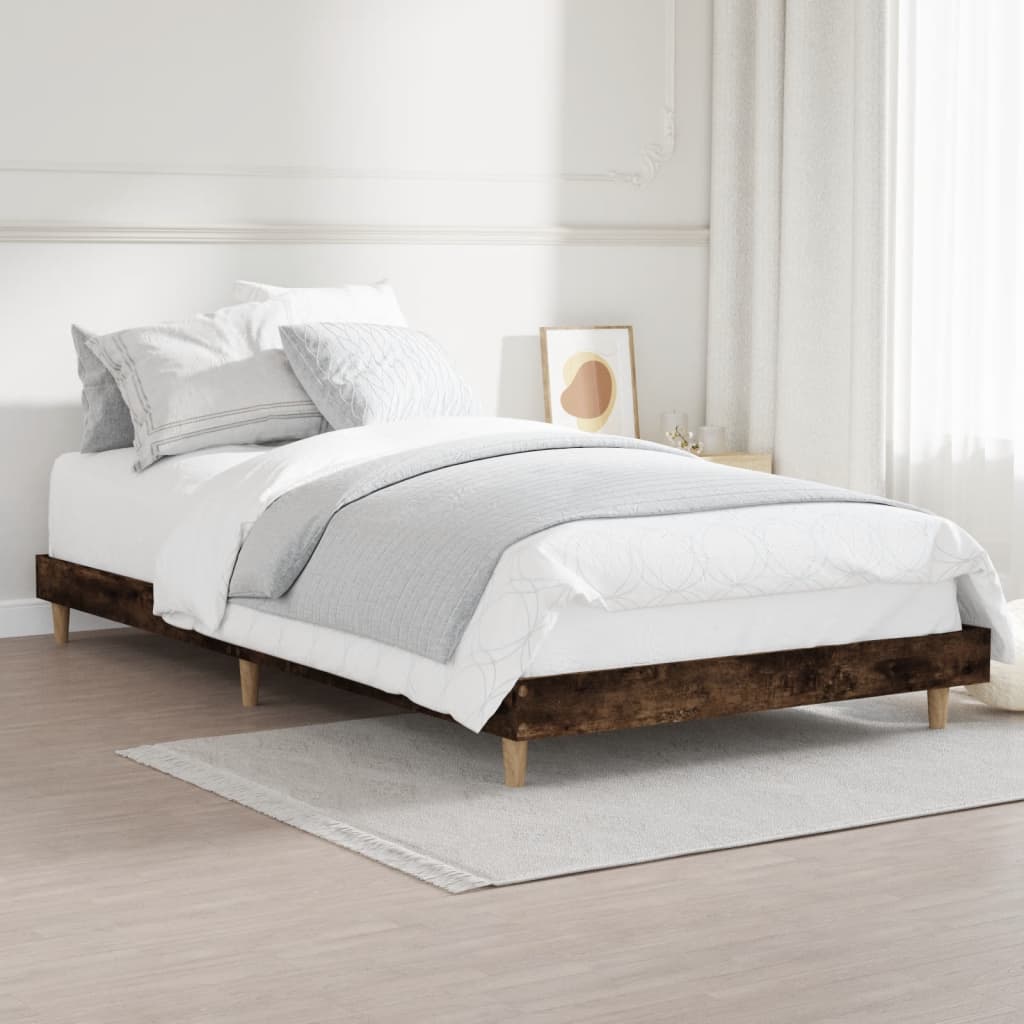 Bed Frame without Mattress Smoked Oak 90x200 cm Engineered Wood ...