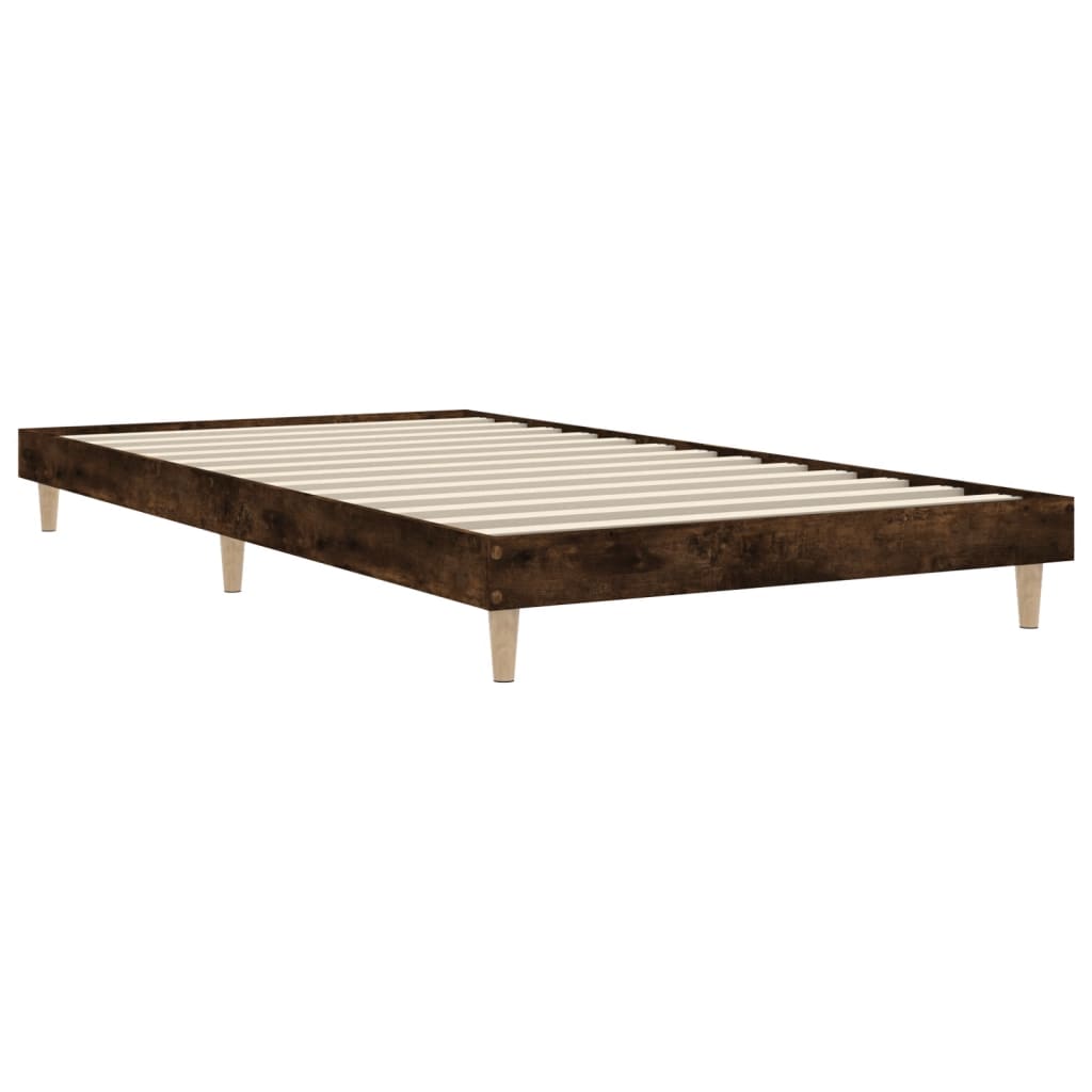 Bed Frame without Mattress Smoked Oak 90x200 cm Engineered Wood ...