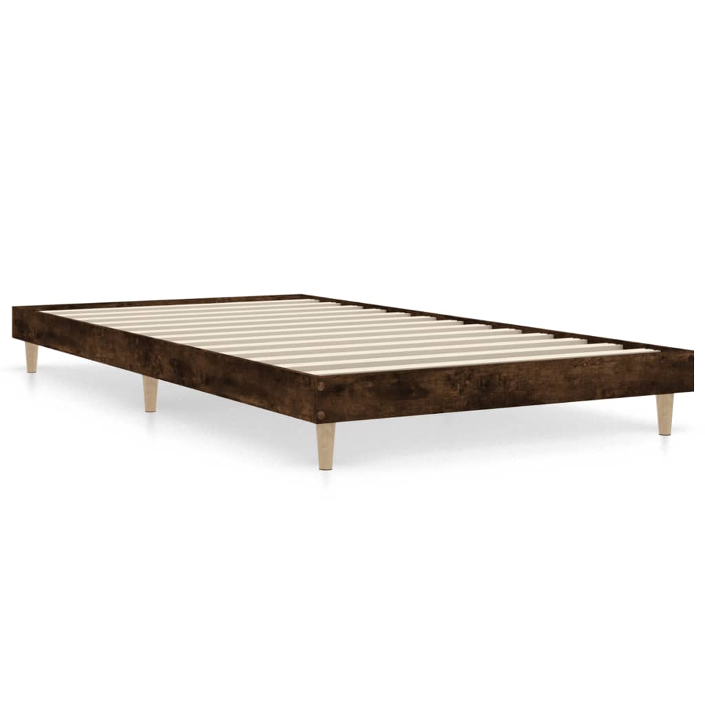 Bed Frame without Mattress Smoked Oak 90x200 cm Engineered Wood ...