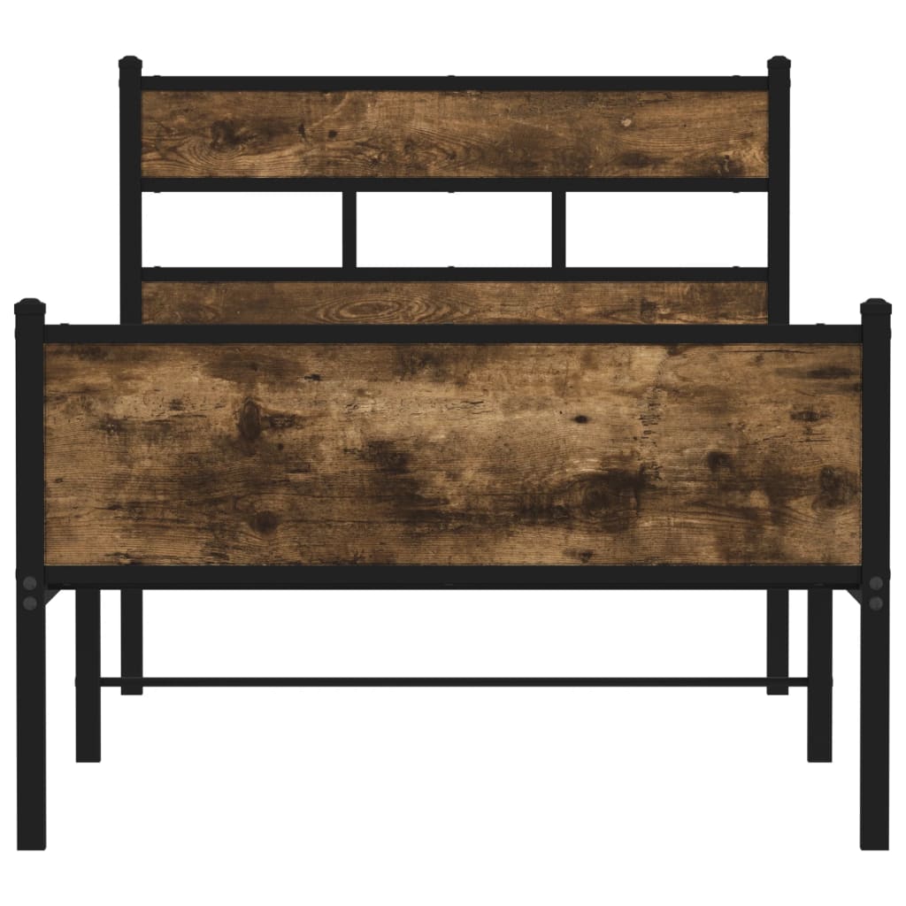 Bed Frame without Mattress Smoked Oak 90x200 cm Engineered Wood ...