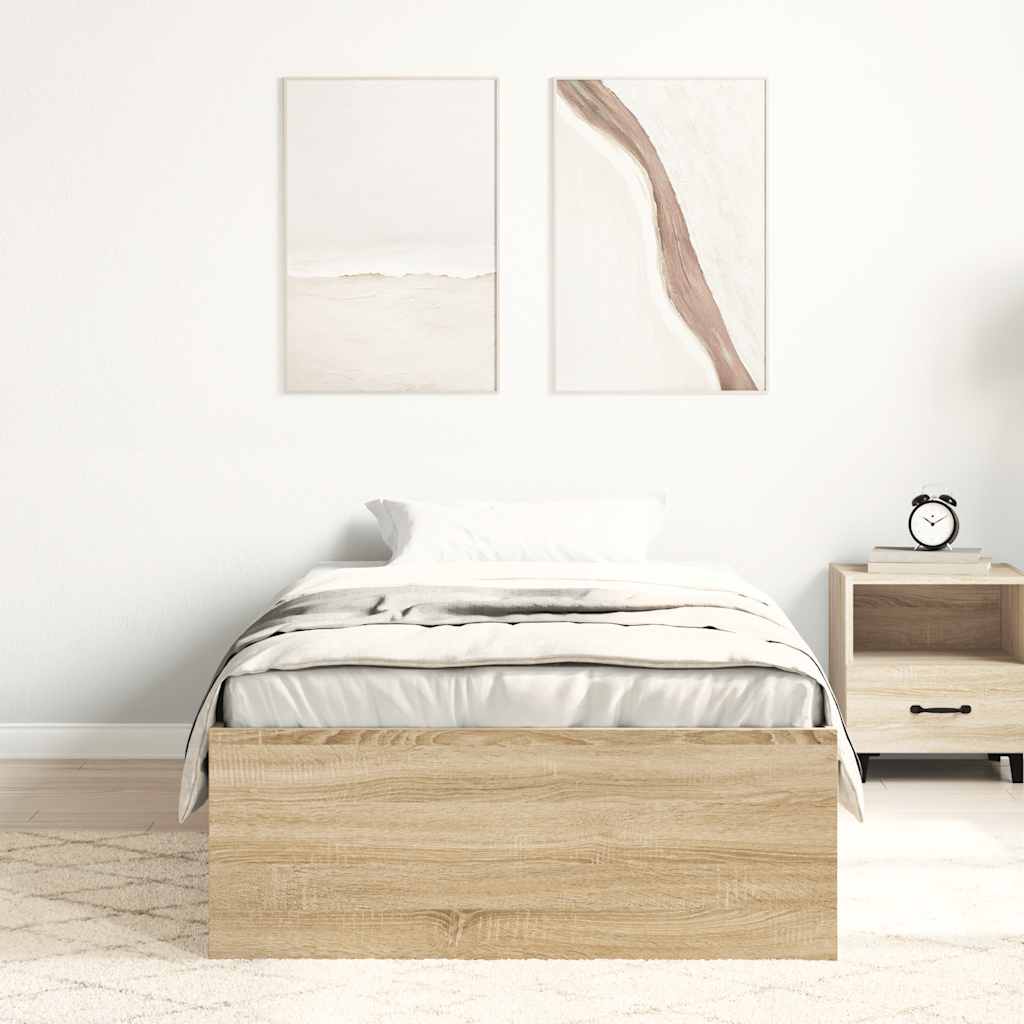 Bed Frame without Mattress Sonoma Oak 100x200 cm – Bargainia.com