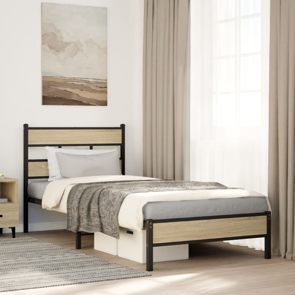 Bed Frame without Mattress Sonoma Oak 75x190 cm Small Single Engineere ...