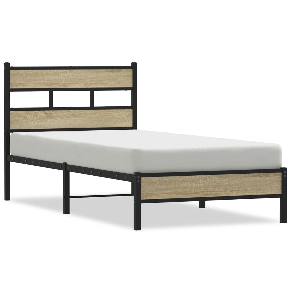 Bed Frame without Mattress Sonoma Oak 90x190 cm Single Engineered Wood ...