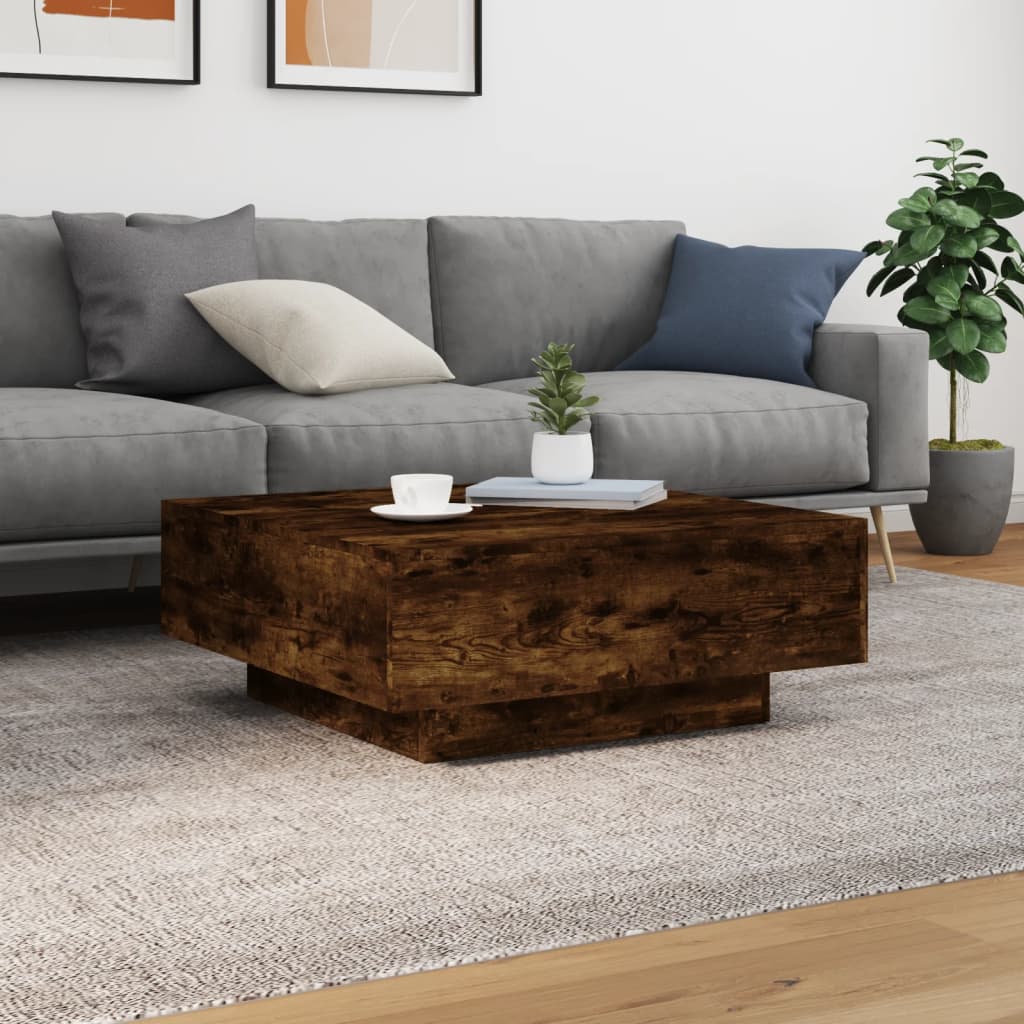 Coffee Table Smoked Oak 80x80x31 cm Engineered Wood – Bargainia.com