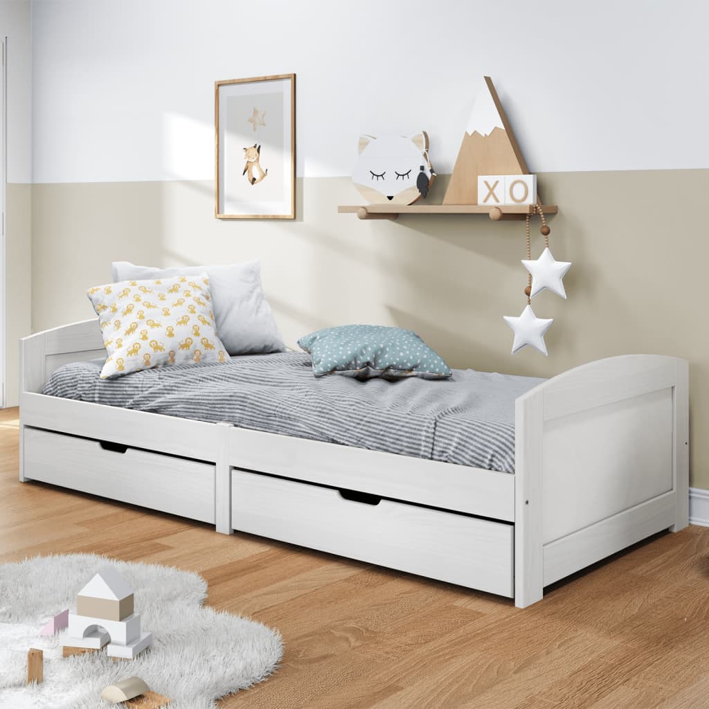 Day Bed with 2 Drawers without Mattress "IRUN" White 90x200 cm ...