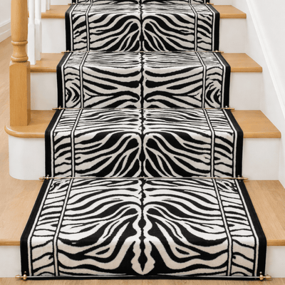 Bargainia Zebra Print Runner Rug | Hessian Backed Flexible Stair ...
