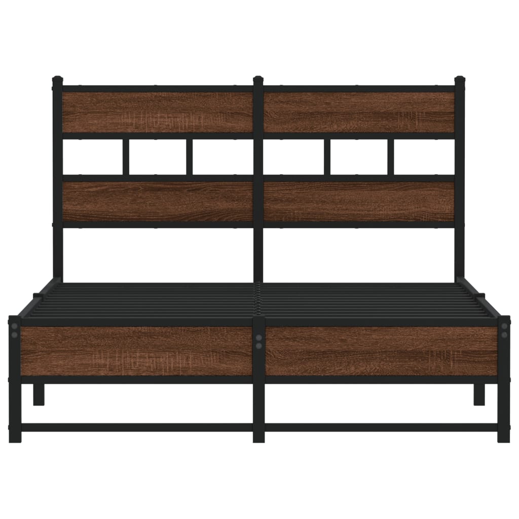 Metal Bed Frame without Mattress Brown Oak 120x190 cm Small Double ...