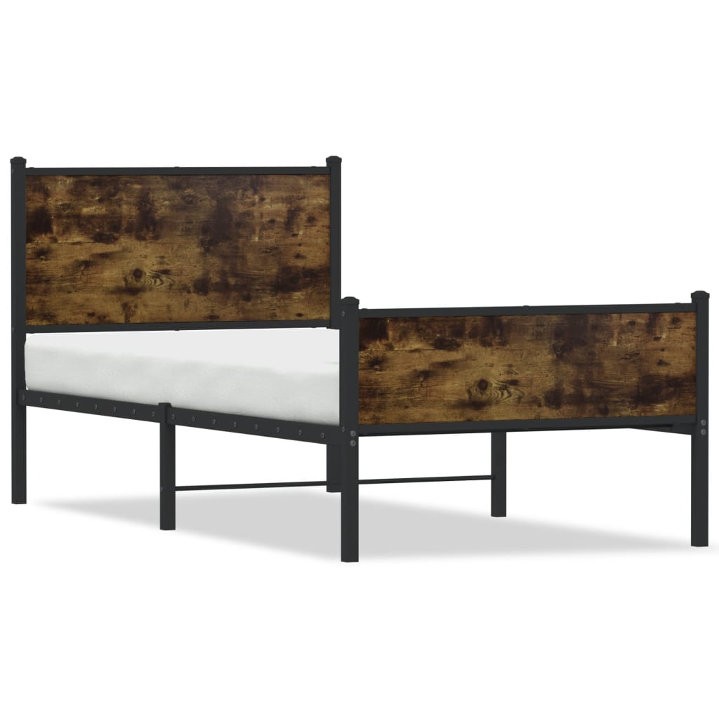 Metal Bed Frame without Mattress Smoked Oak 80x200 cm – Bargainia.com