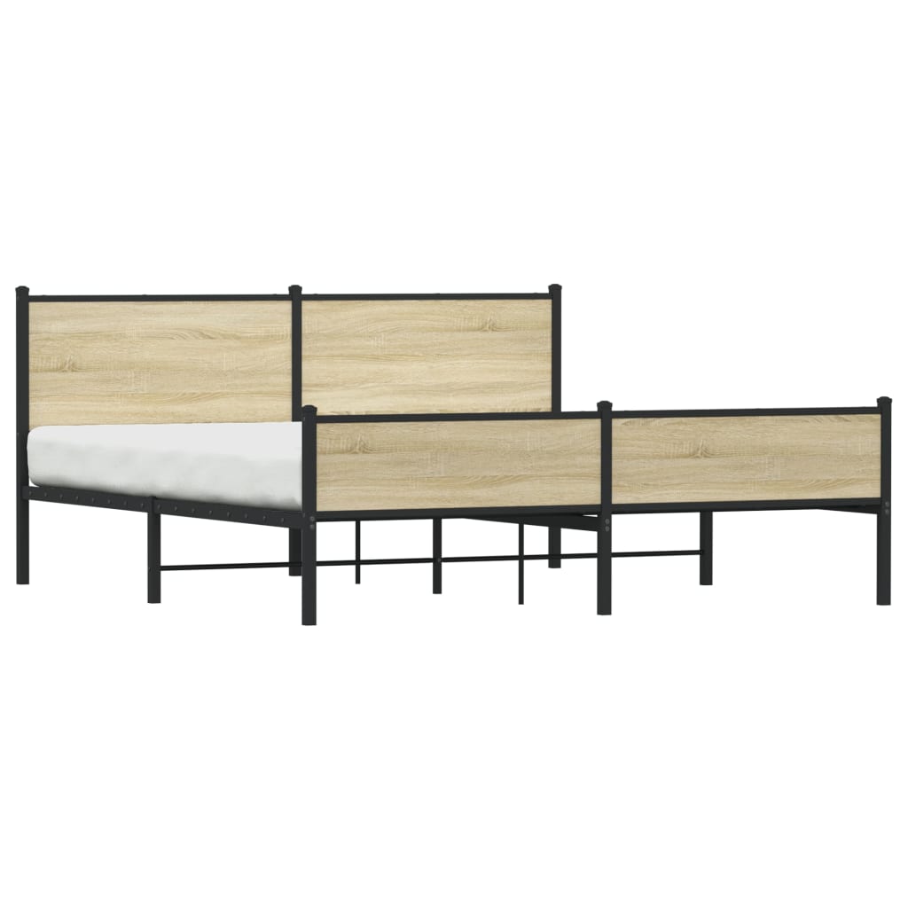 Metal Bed Frame without Mattress Sonoma Oak 160x200 cm – Bargainia.com