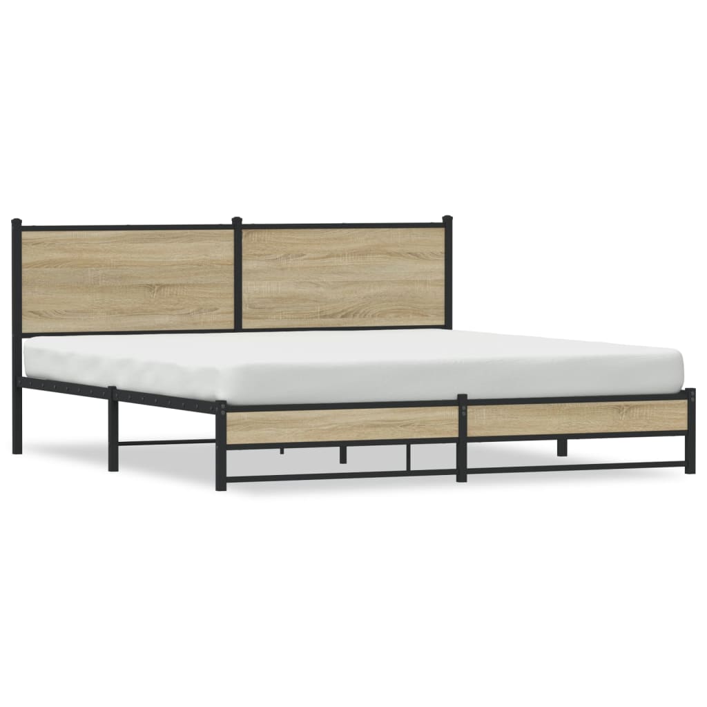 Metal Bed Frame without Mattress Sonoma Oak 160x200 cm – Bargainia.com