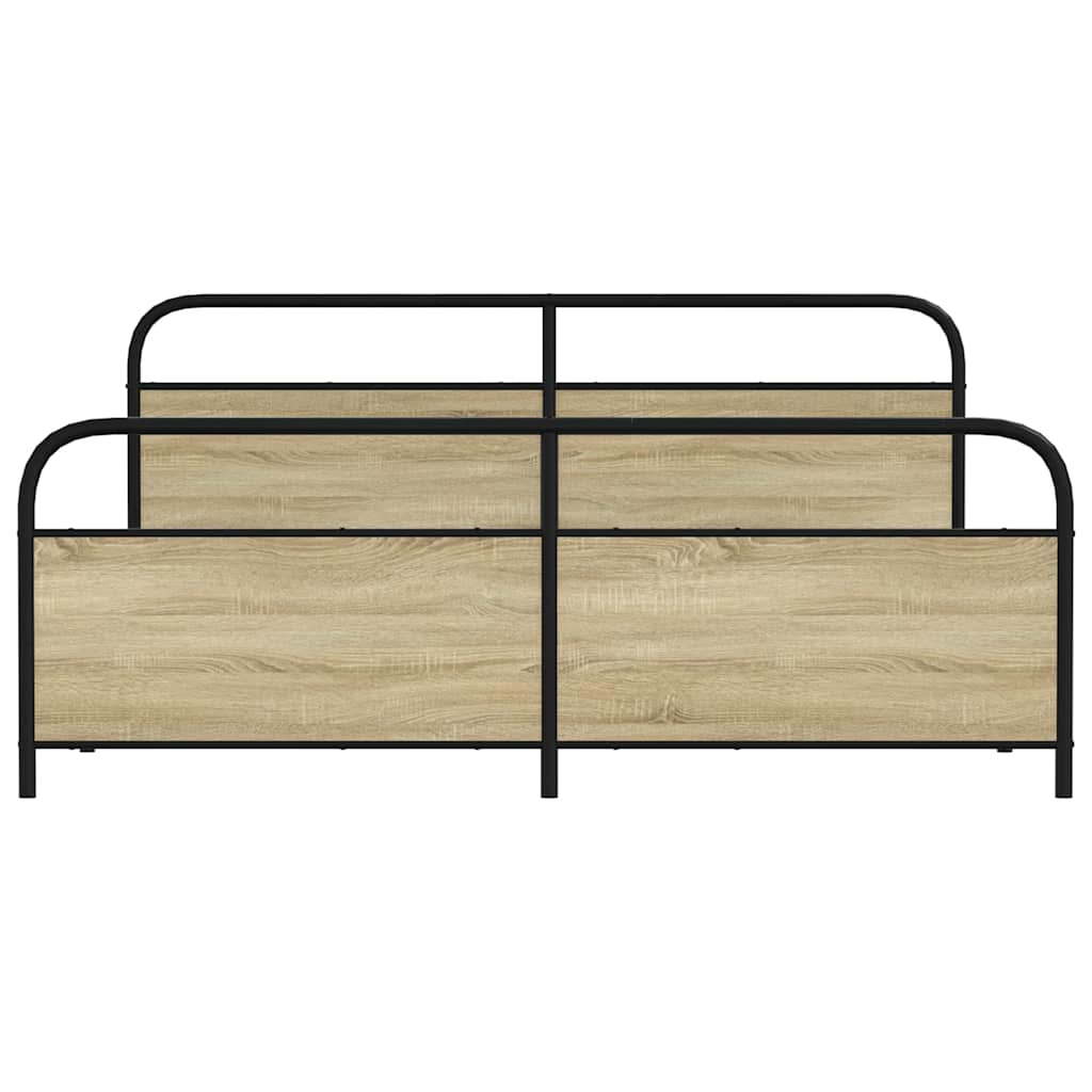 Metal Bed Frame without Mattress Sonoma Oak 183x213 cm – Bargainia.com