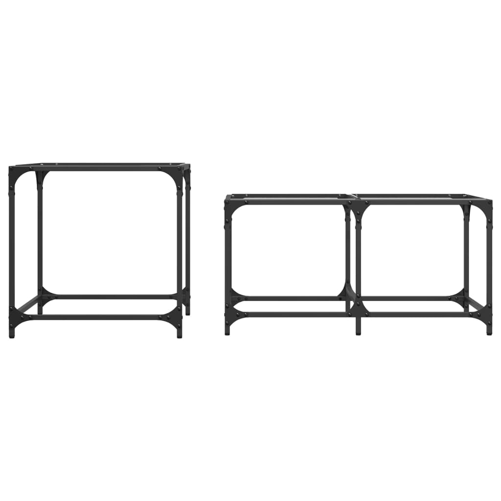 Nesting Coffee Tables 2 pcs with Transparent Glass Top Steel ...