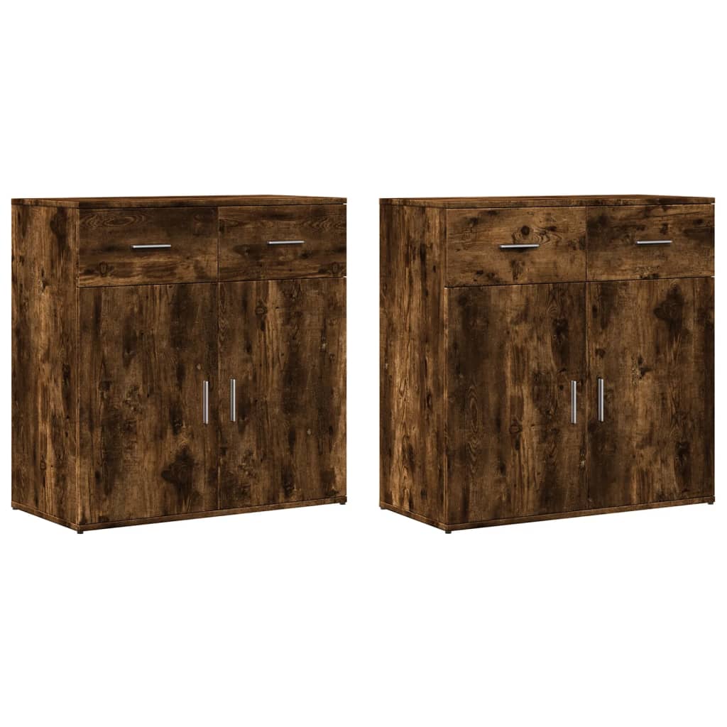 Sideboards 2 pcs Smoked Oak 79x38x80 cm Engineered Wood – Bargainia.com